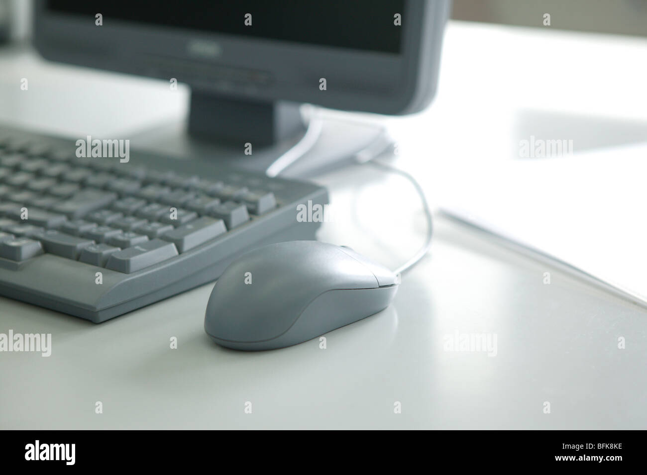 Computer on desk Stock Photo - Alamy