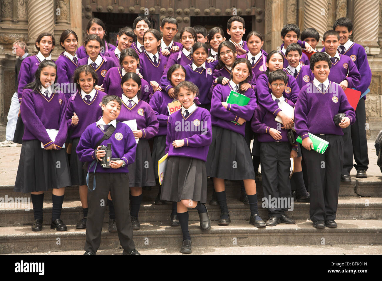 Uniform child children purple hi-res stock photography and images - Alamy