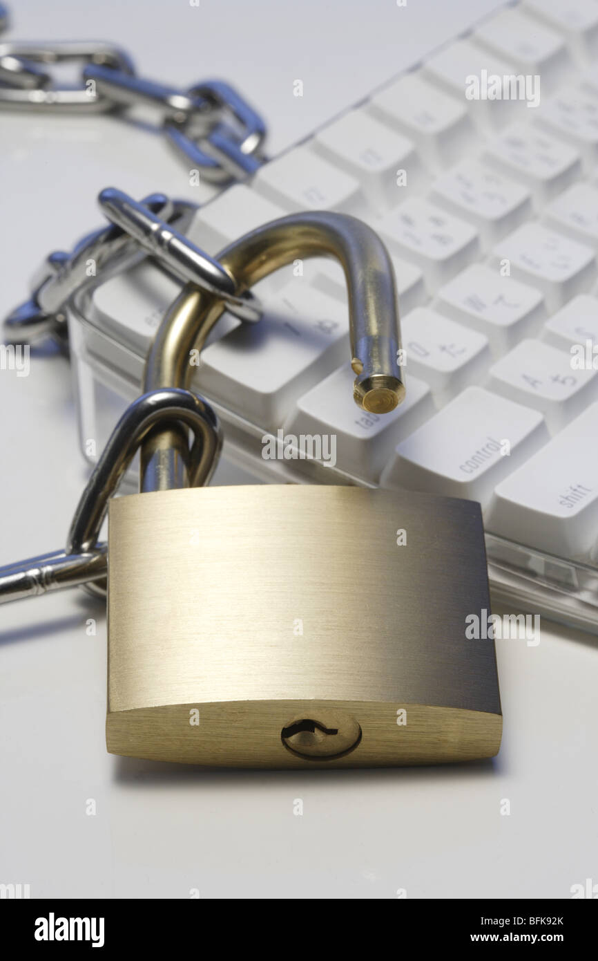 Padlock and PC Stock Photo - Alamy