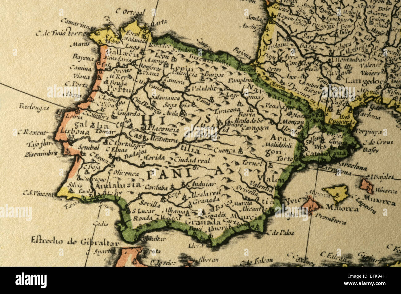 Old map of Spain Stock Photo - Alamy