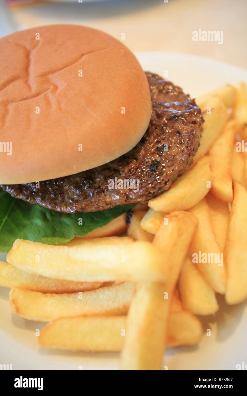 Hamburger and French fries Stock Photo - Alamy