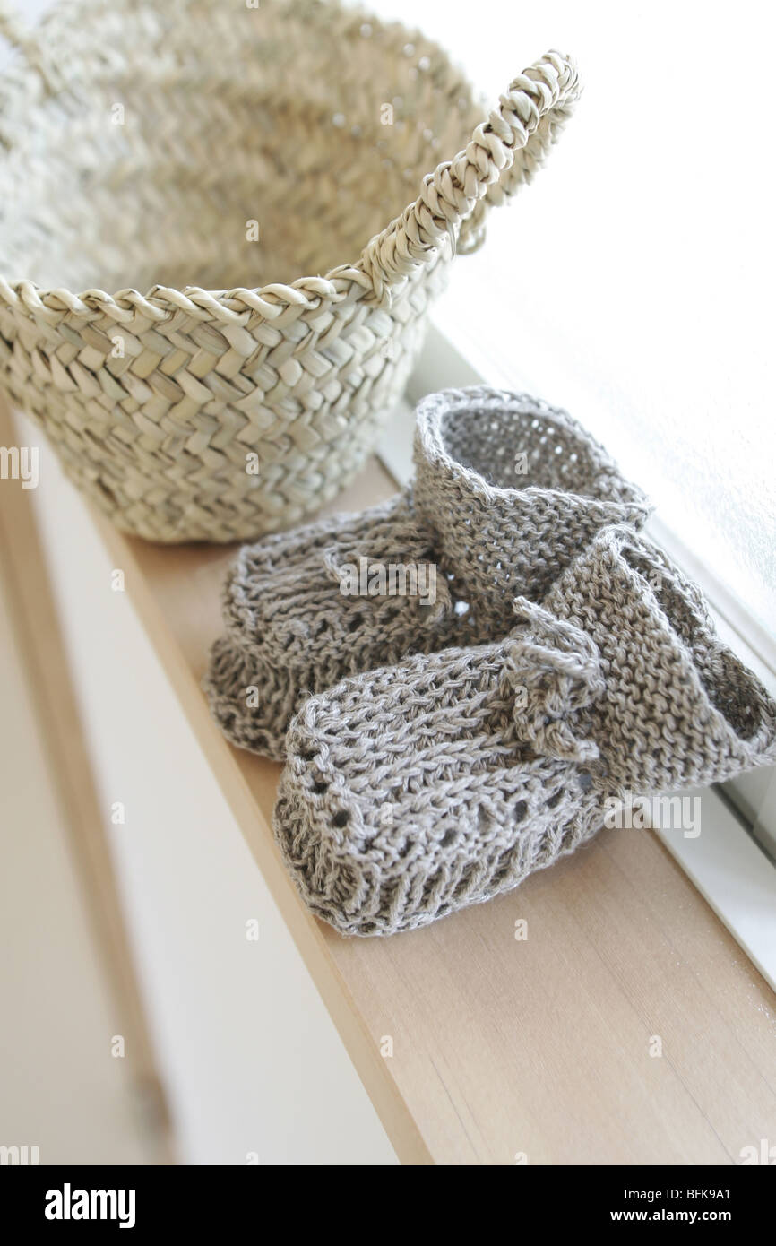 Pair of wool boots on window sill Stock Photo - Alamy