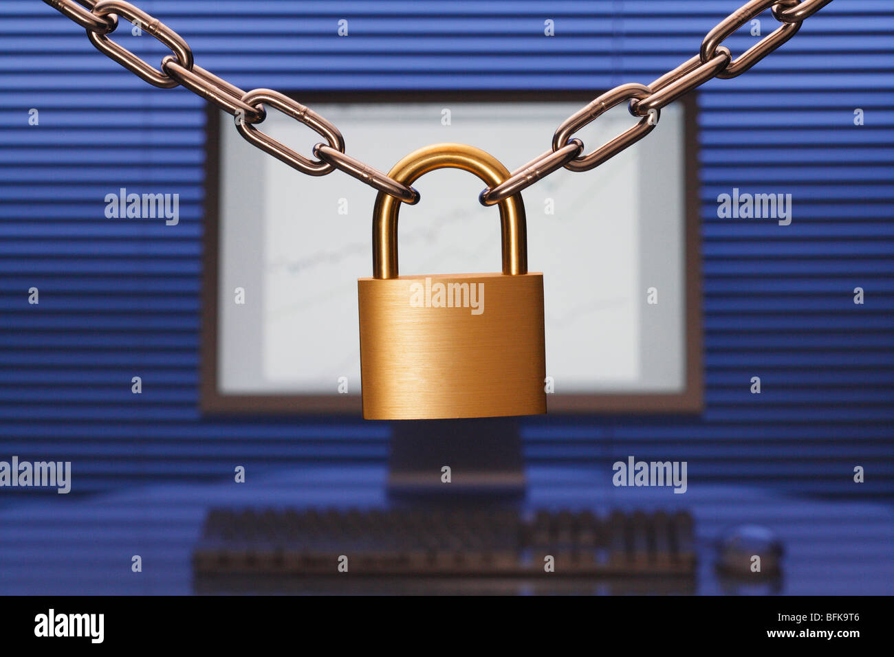 Pad lock in front of desktop PC Stock Photo - Alamy