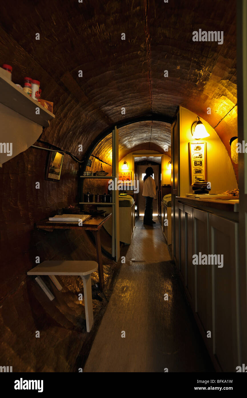 Interiors of a house carved out of a single log of Giant Redwood tree ...