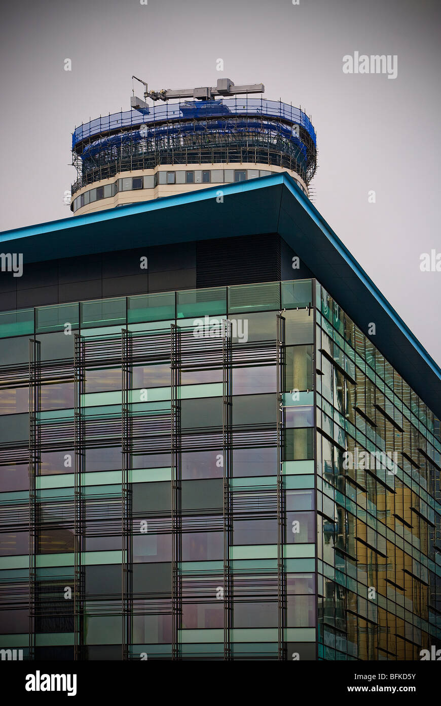 Upward looking view of a tall building at the urban regeneration ...