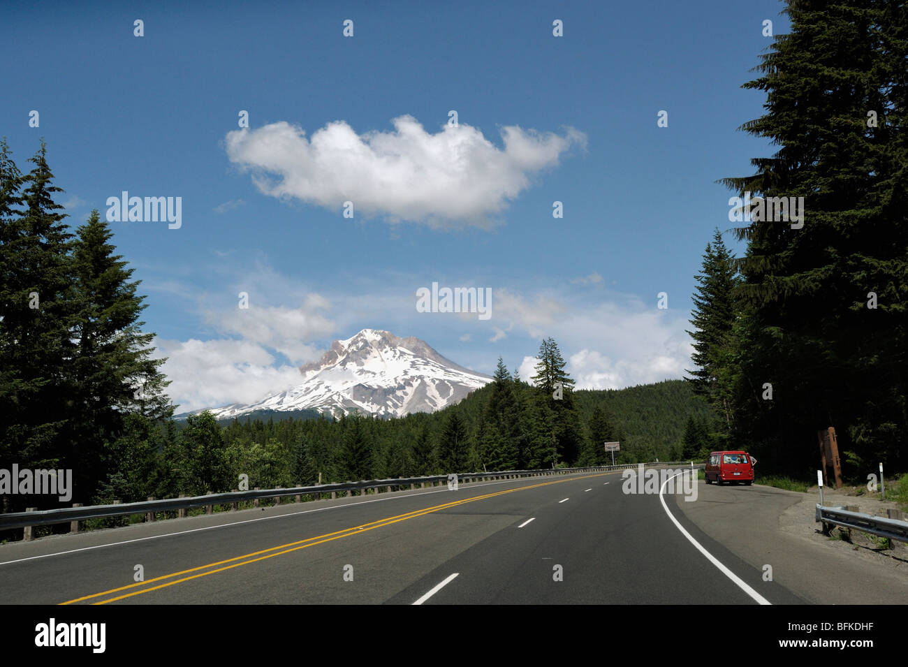 A highway near Mount Hood in Oregon Stock Photo - Alamy