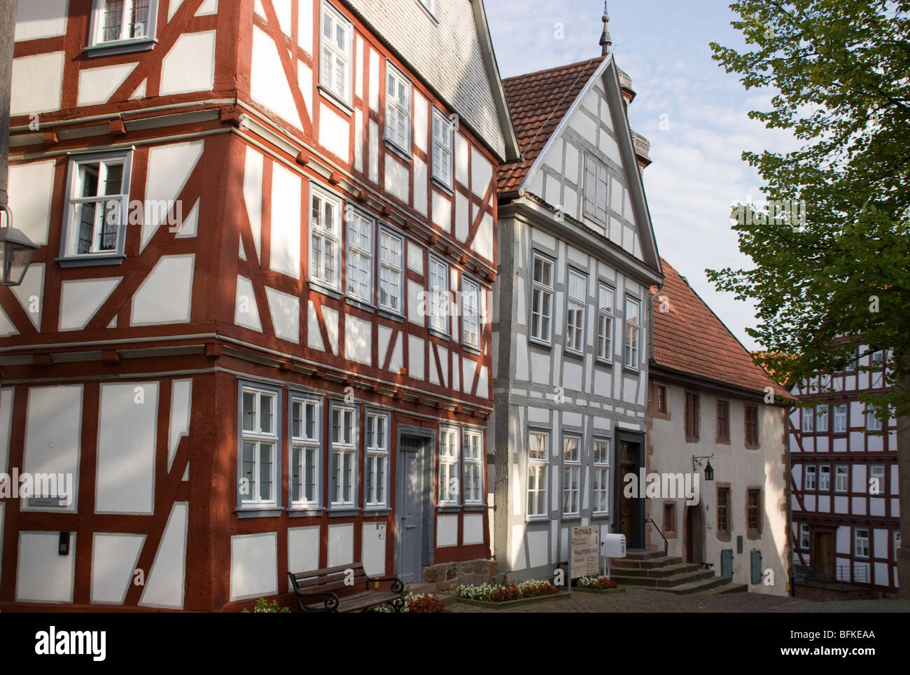 Medieval half timbered house in Schlitz Germany that has been carefully ...