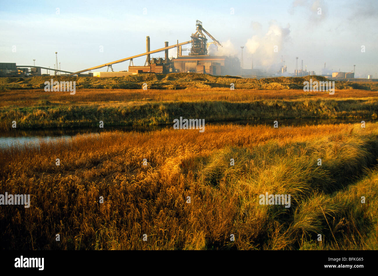 Sunset, Teesside Steelworks, River Tees, Redcar, North Yorkshire ...