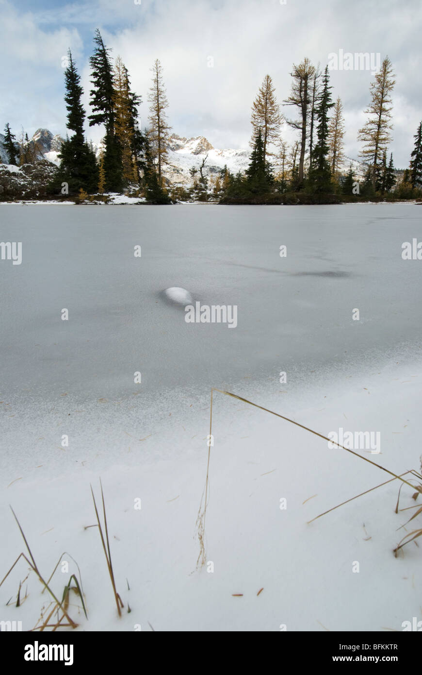 A frozen tarn in Washington's North Cascades Stock Photo - Alamy