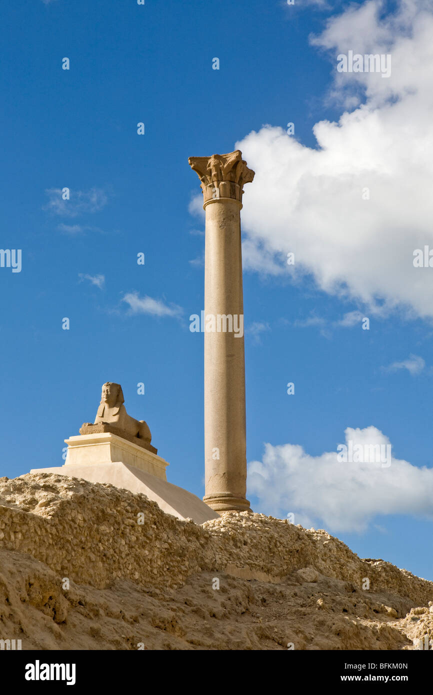 Pompey’s Pillar on site of Temple of Serapis in the Karmous quarter in ...
