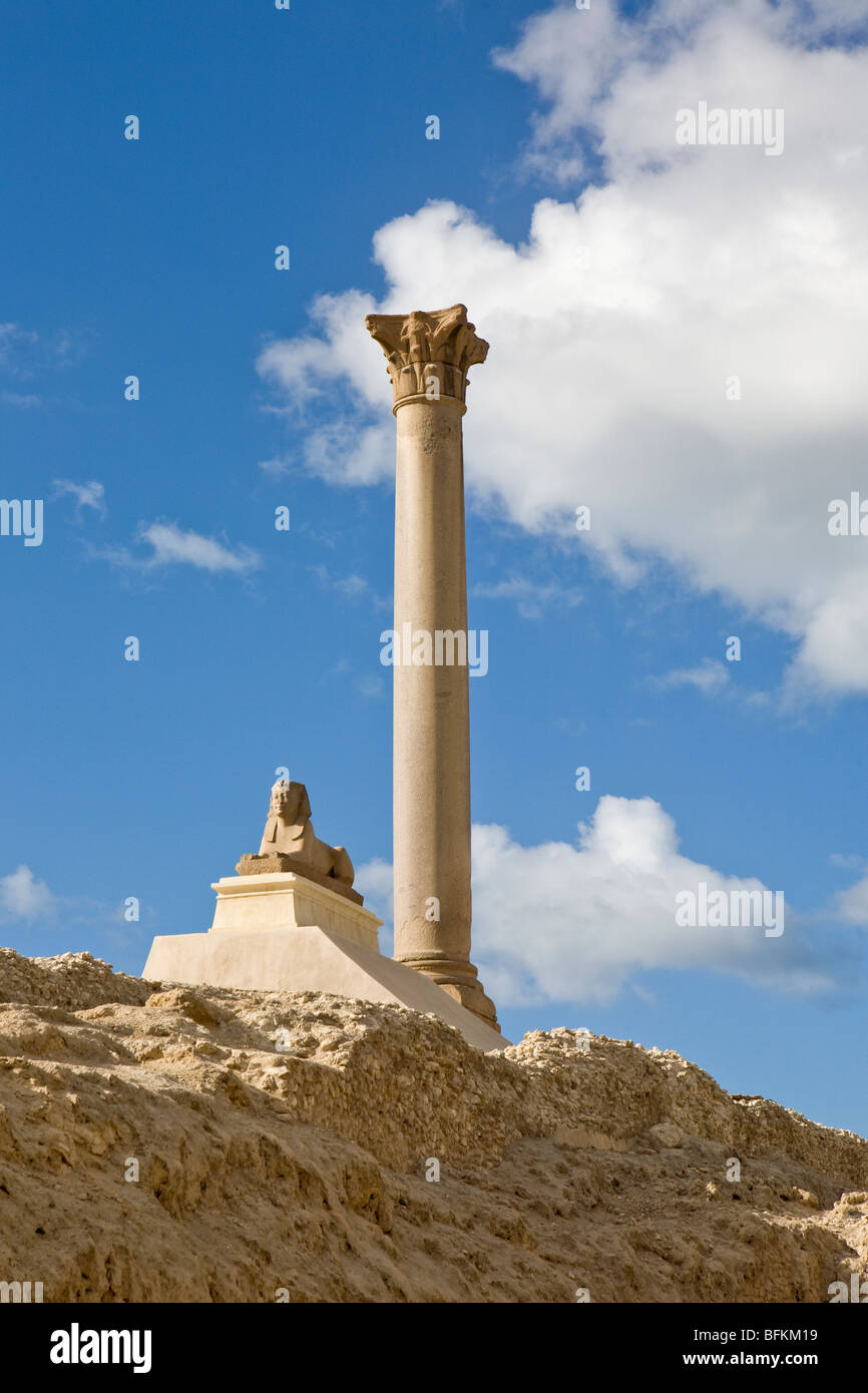Pompey’s Pillar on site of Temple of Serapis in the Karmous quarter in ...