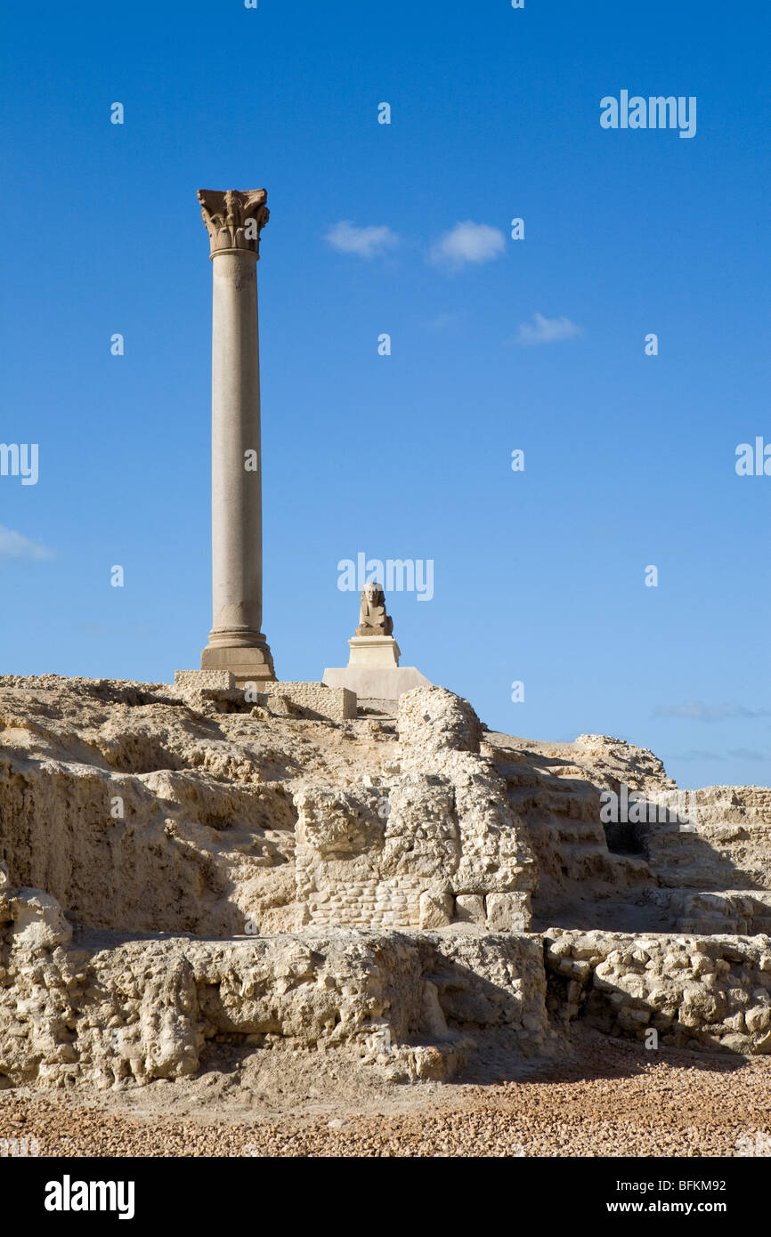Pompey’s Pillar on site of Temple of Serapis in the Karmous quarter in ...