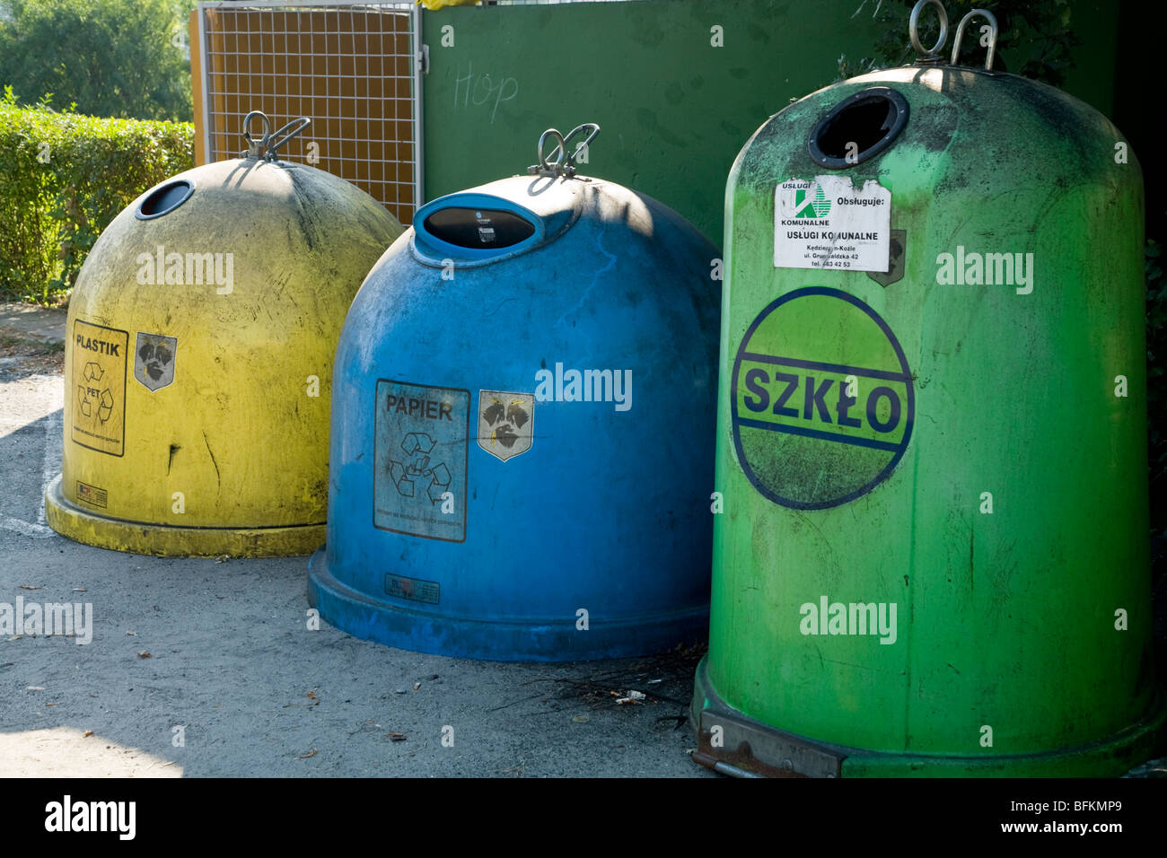 Recycling collection point and bottle bank on a Polish residential ...