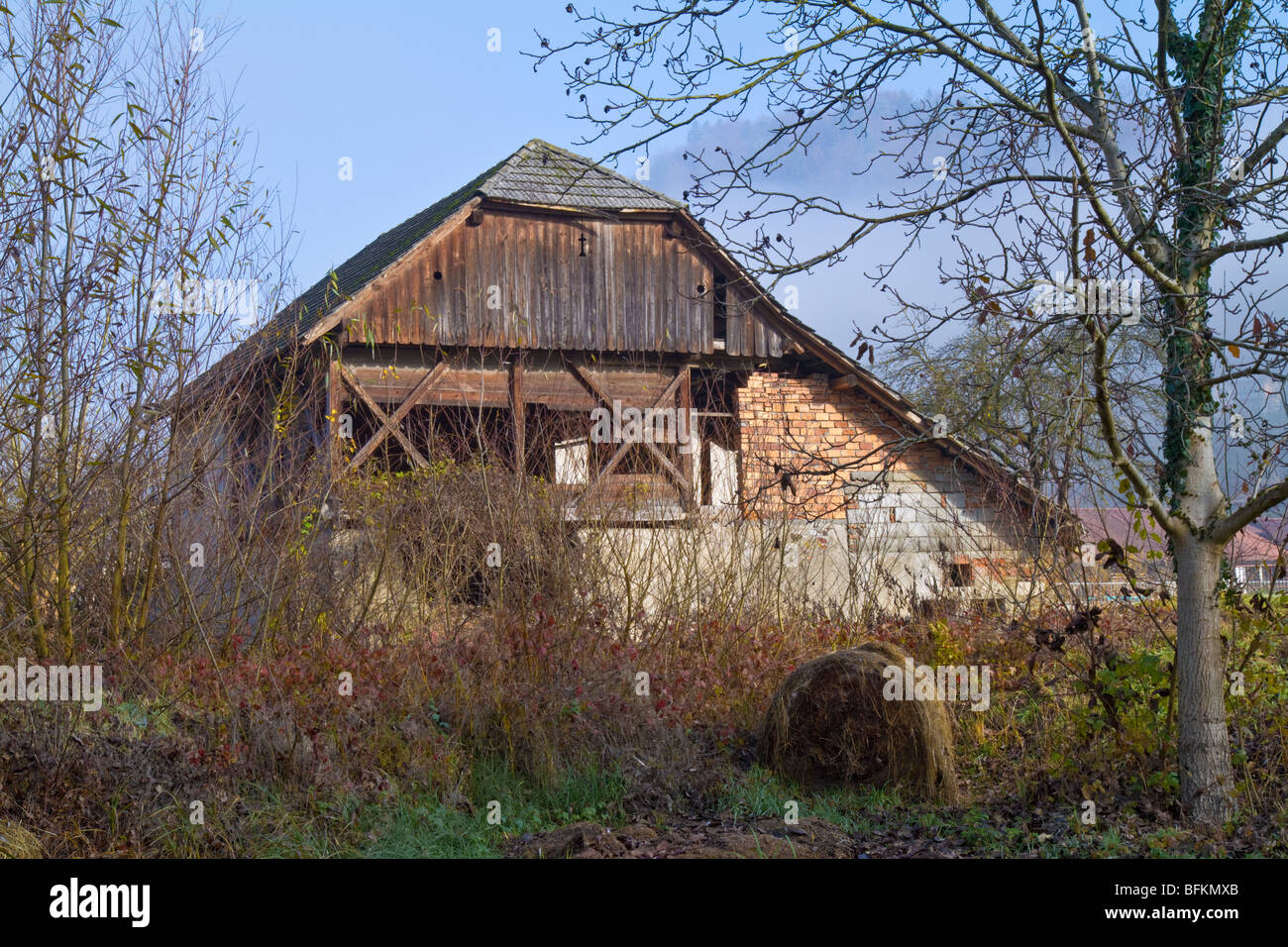 An abandoned Yugoslav-era farmhouse in Trnjava, Slovenia Stock Photo ...