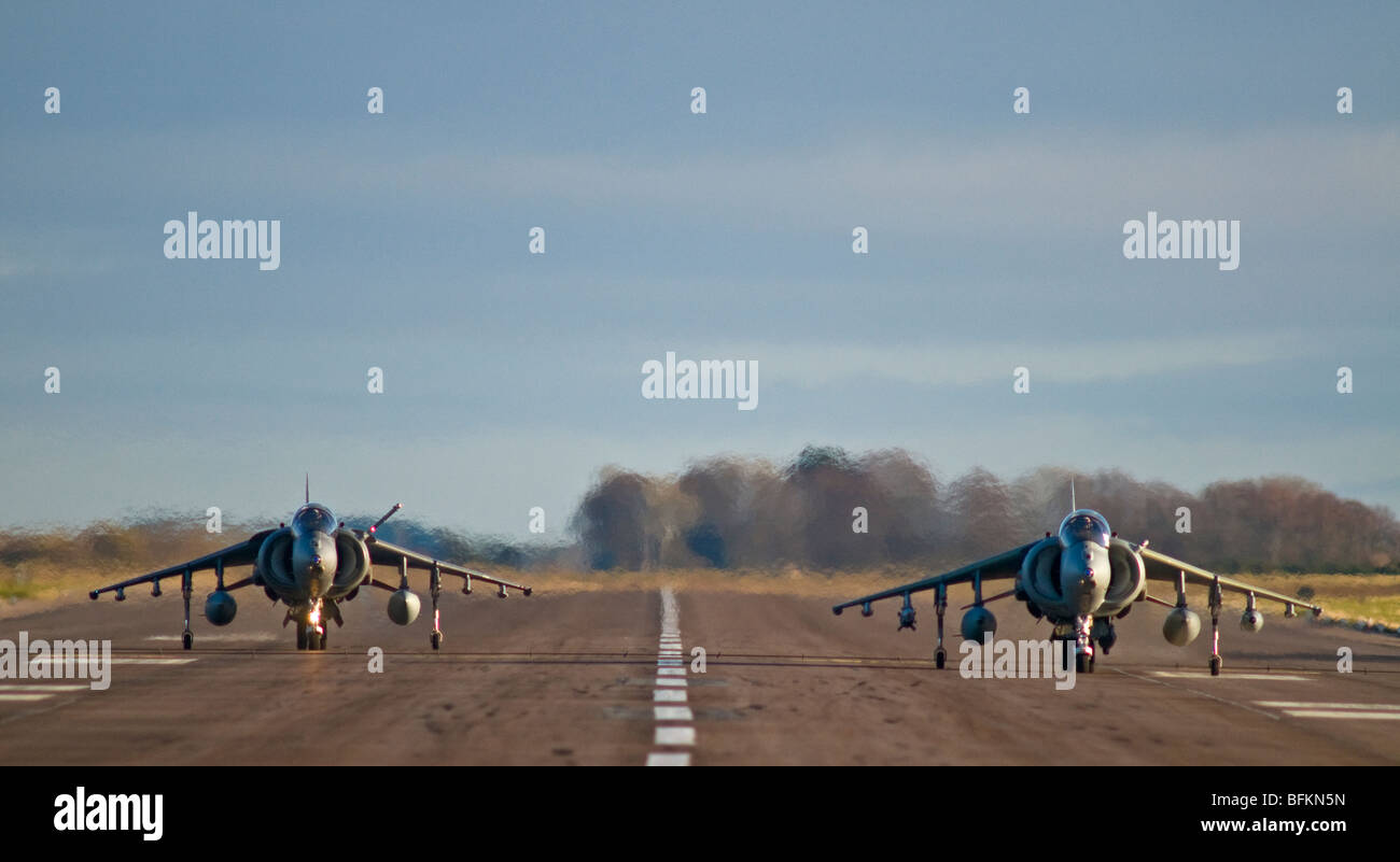 BAe Harriers GR7/9 RAF No 1 Sqn Cottesmore on TLT exercise at RAF ...