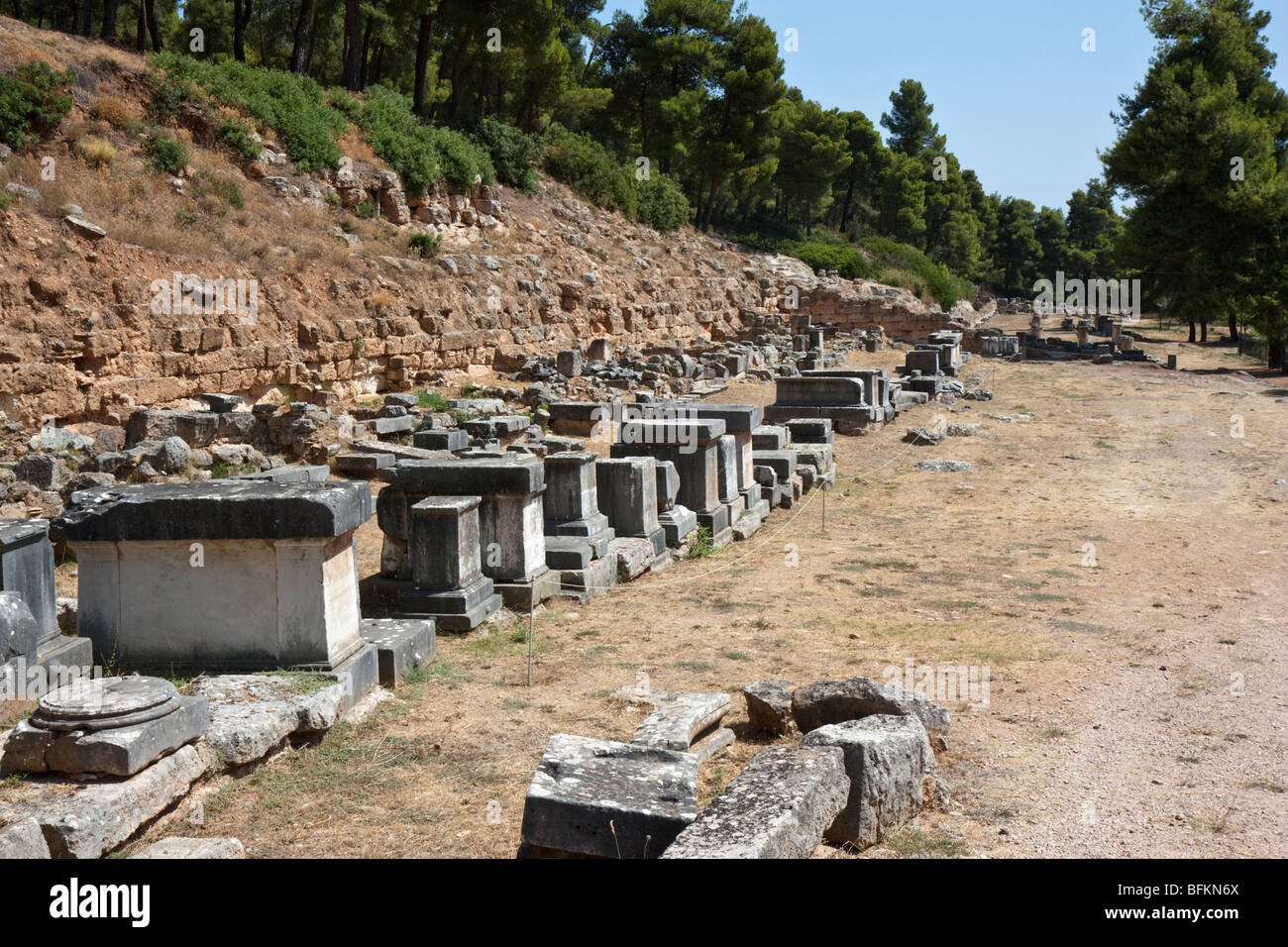 A row of statue bases at the sanctuary of Amphiaraos at ancient Oropos ...