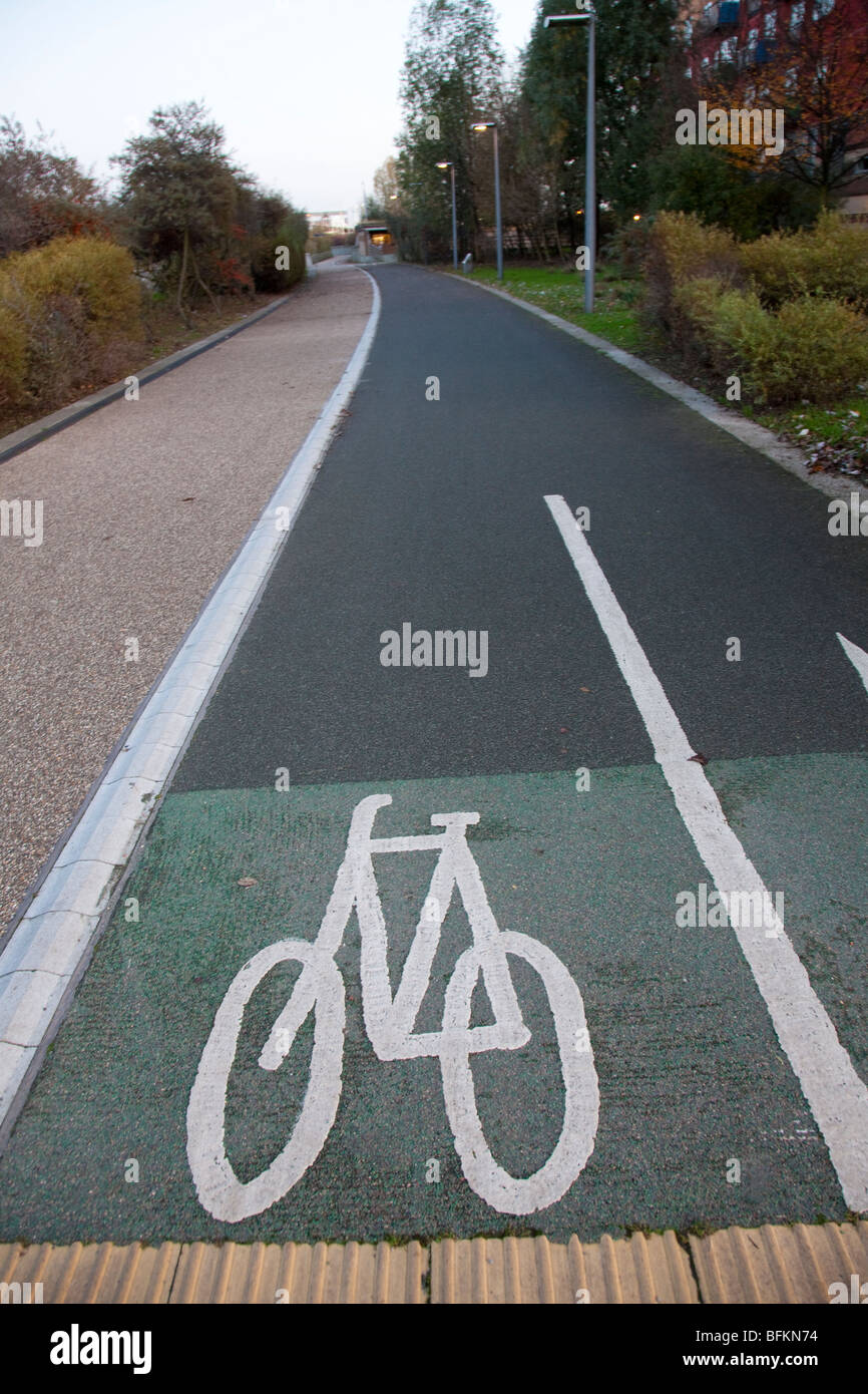 Cylcle path. On Thames side path between The O2 and The Thames Barrier ...