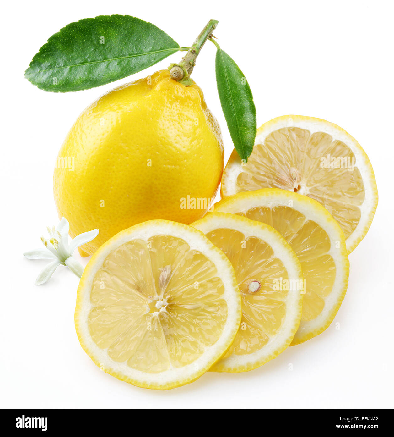 Lemon with section on a white background Stock Photo - Alamy