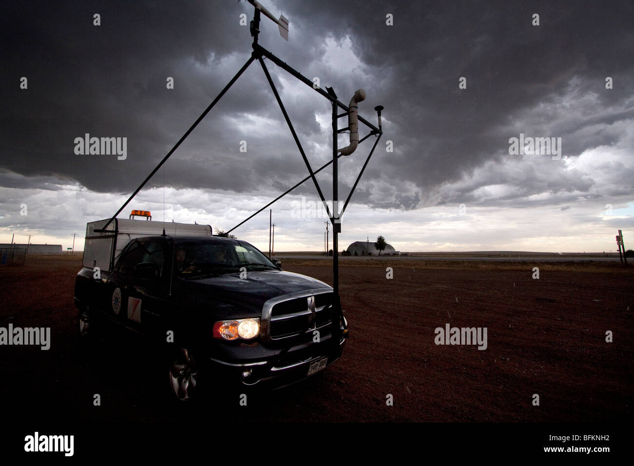 Mobile mesonet trucks with Project Vortex 2 is parked alongside the ...