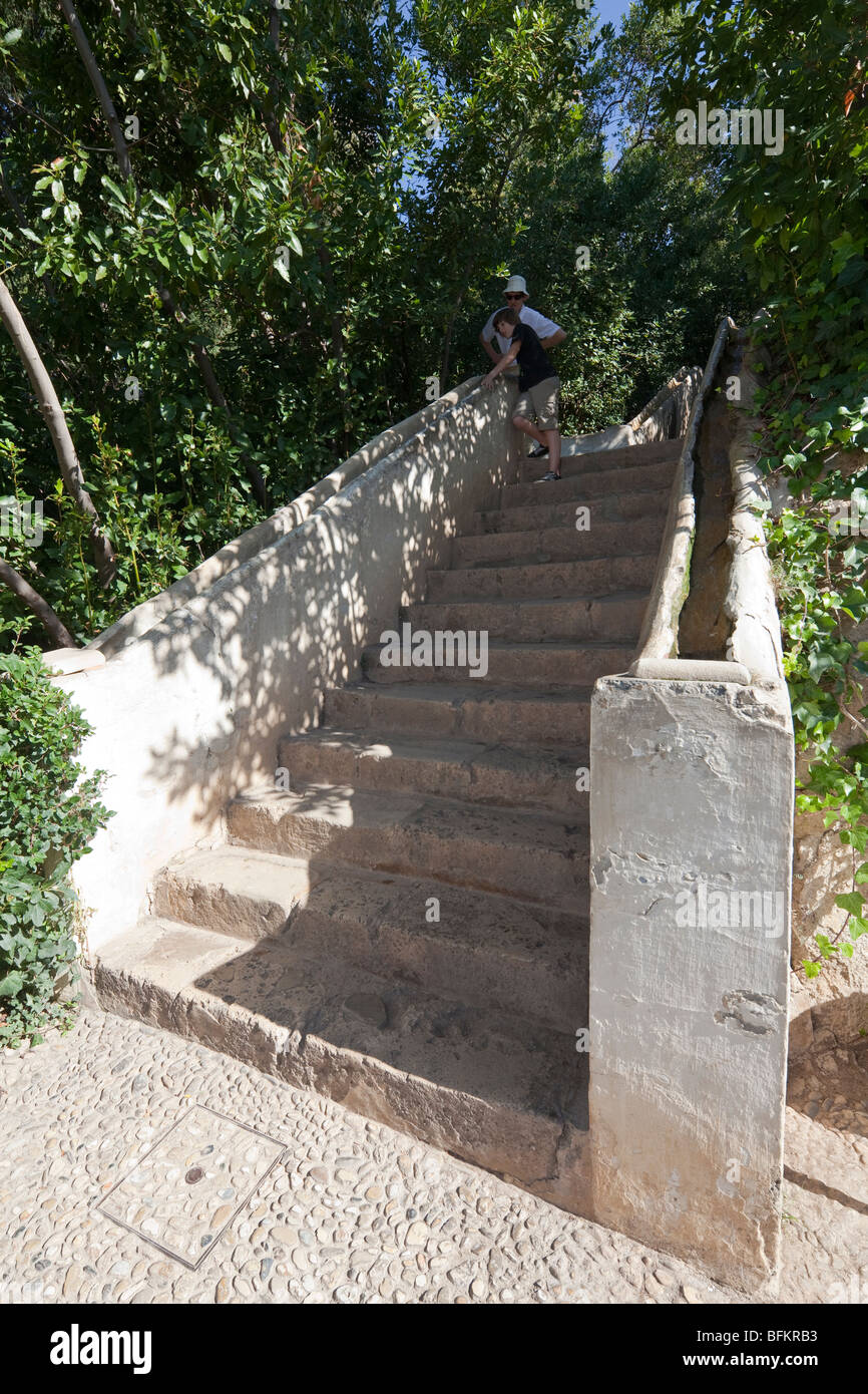 water stairway, Generalife Gardens, Alhambra Palace, Granada, Spain ...