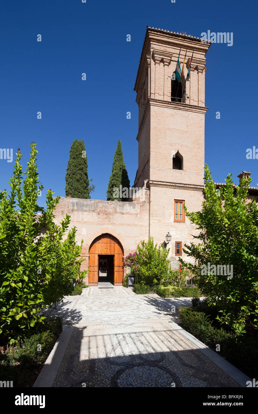 tower of former convent, now the parador of the Alhambra, Granada ...