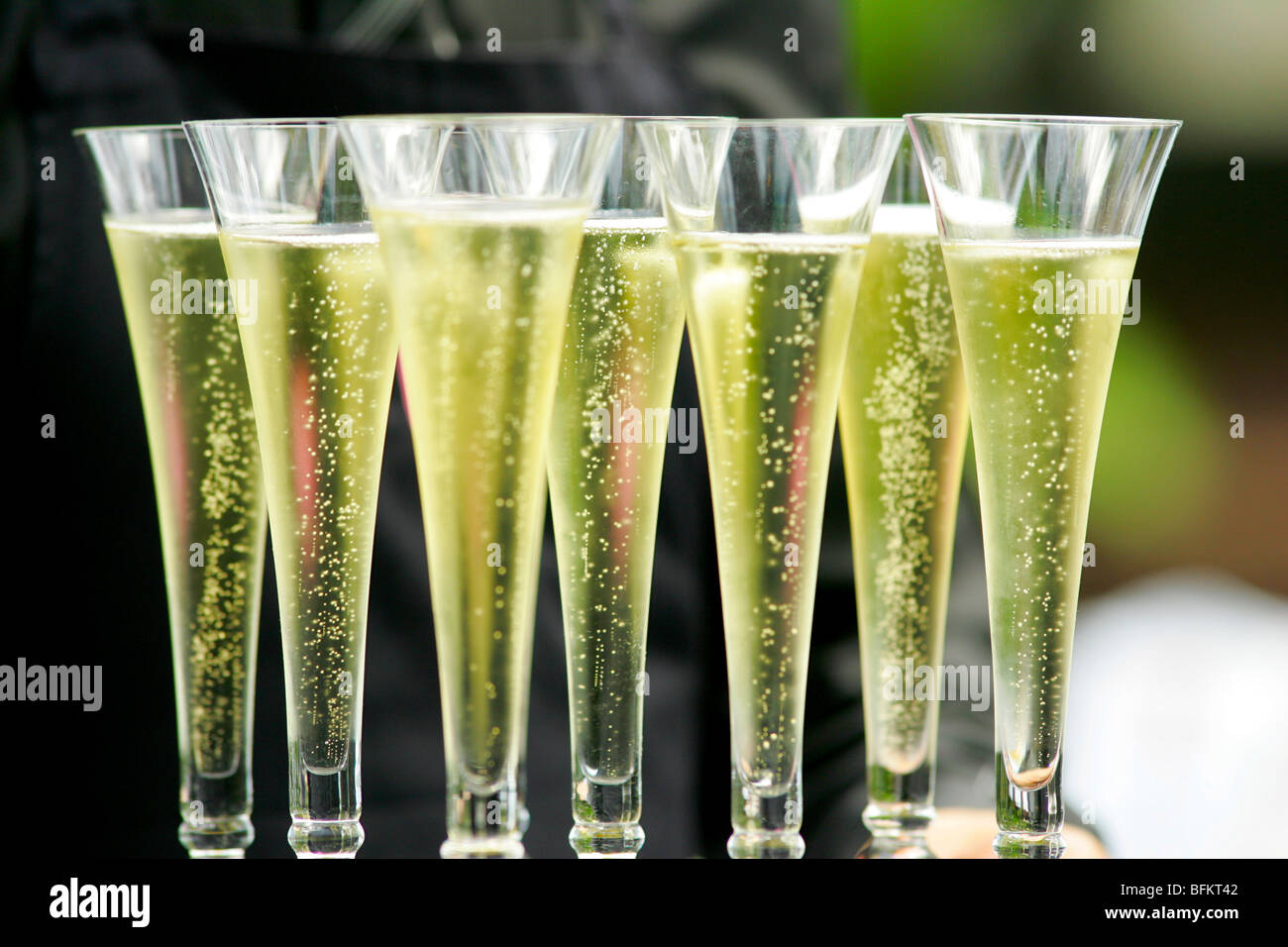 Champagne filled flutes Stock Photo - Alamy