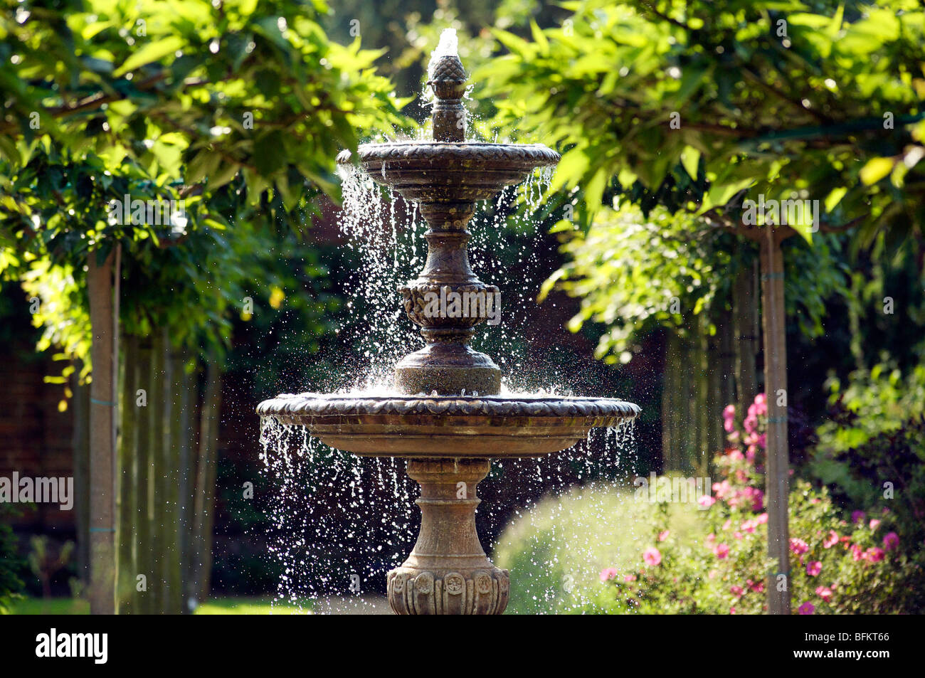 An ornamental garden fountain in a stately house grounds Stock Photo ...