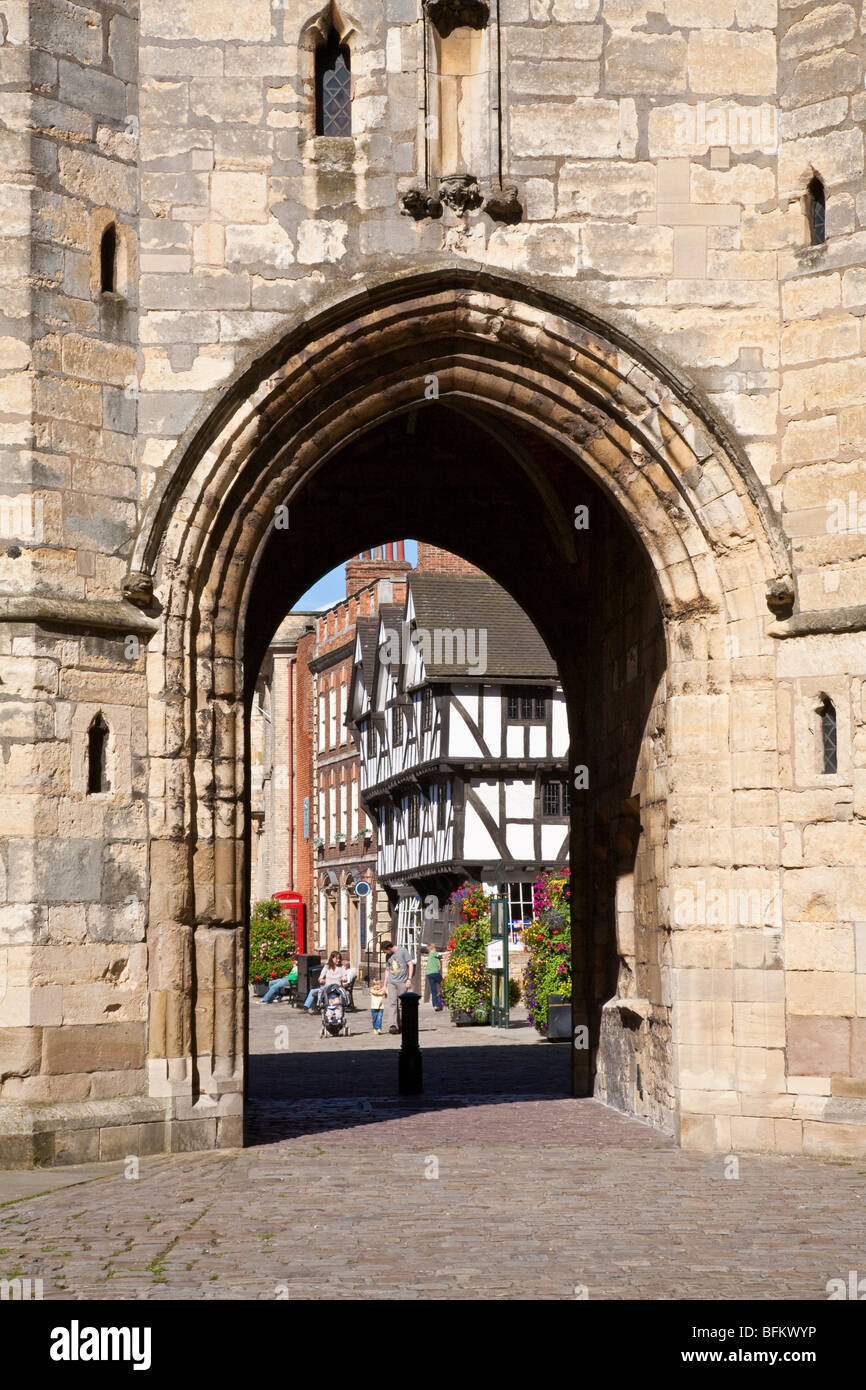 Looking through Exchequer Gate from Lincoln Cathedral Minister Yard ...