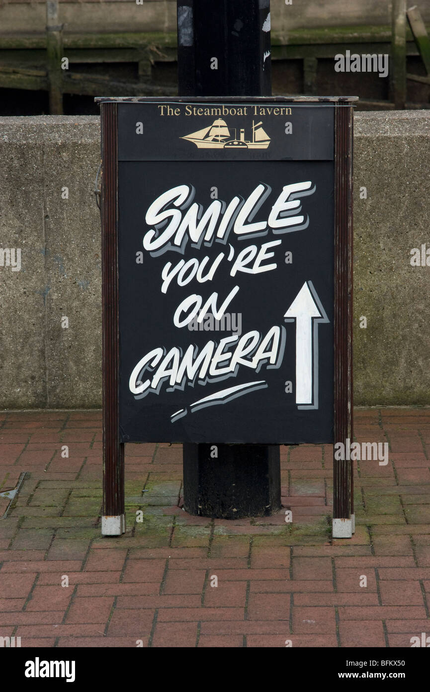 Sign - Smile You're on Camera Stock Photo - Alamy