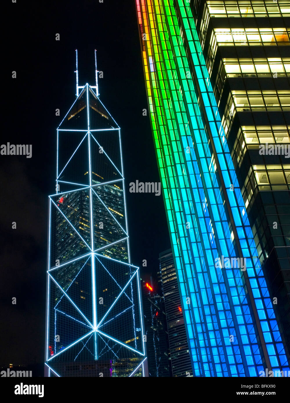 HSBC tower, Hong Kong, at night Stock Photo - Alamy