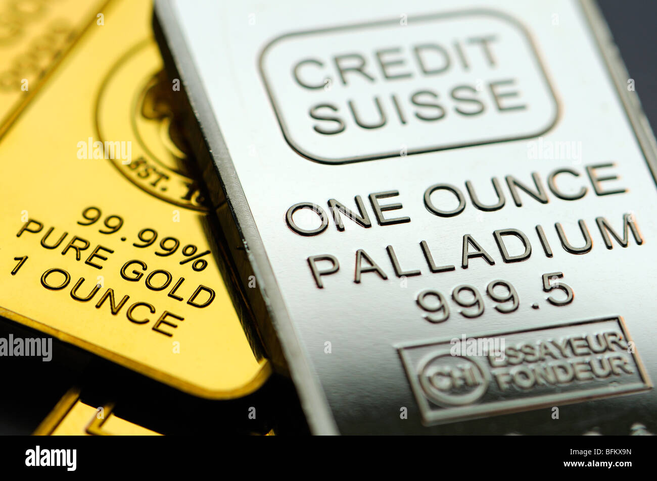 One ounce Gold and Palladium bullion bars / ingots (replicas Stock ...