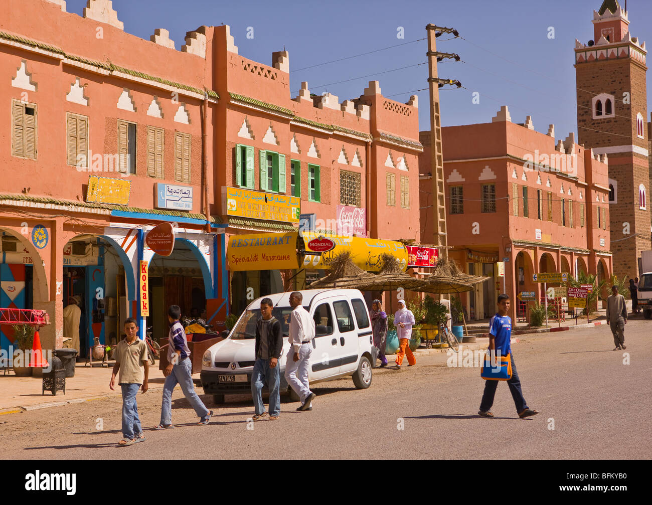 AGDZ, MOROCCO - people in street in town of Agdz, in the Draa Valley ...