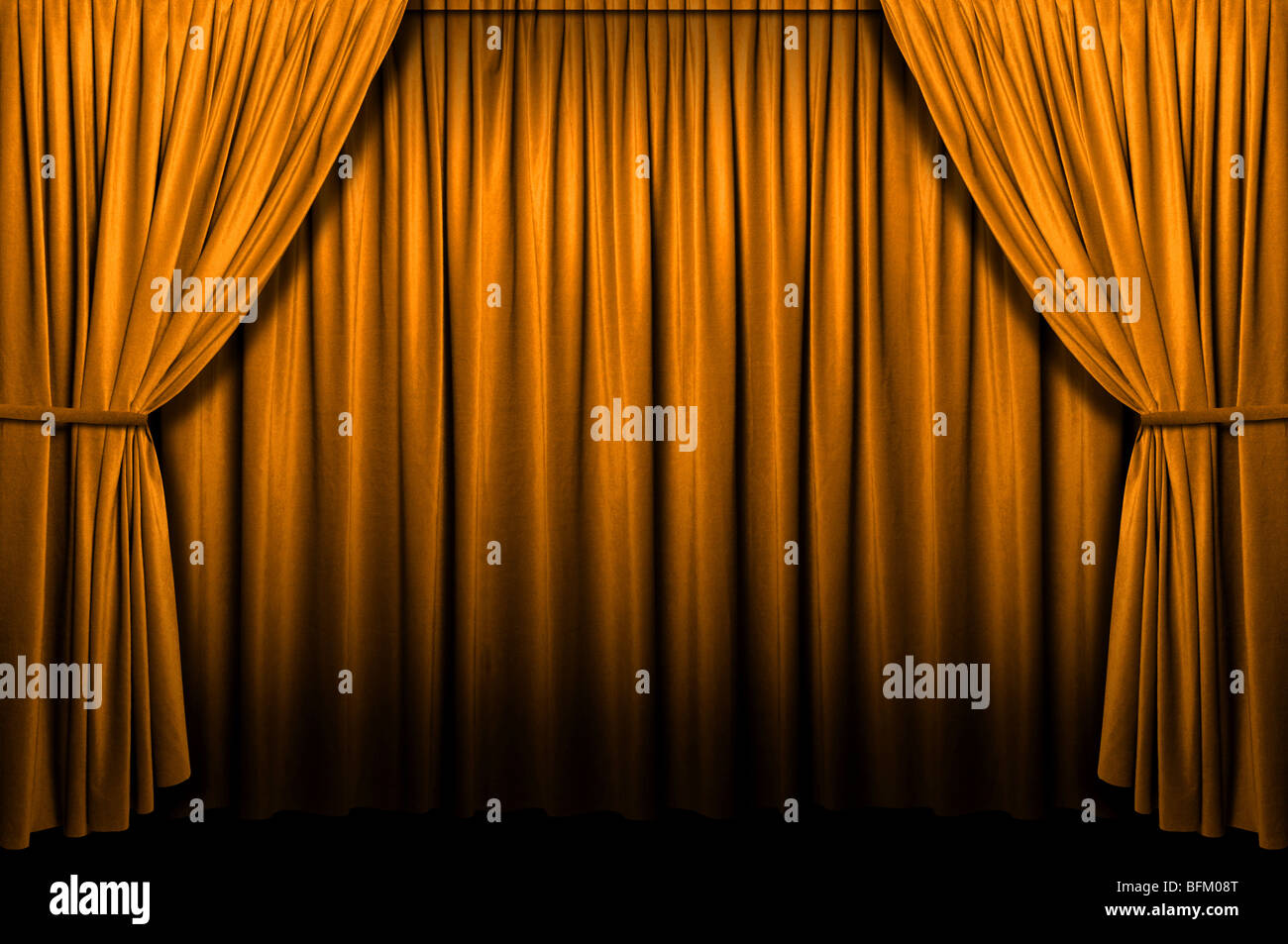 Gold stage curtain with light and shadows Stock Photo - Alamy