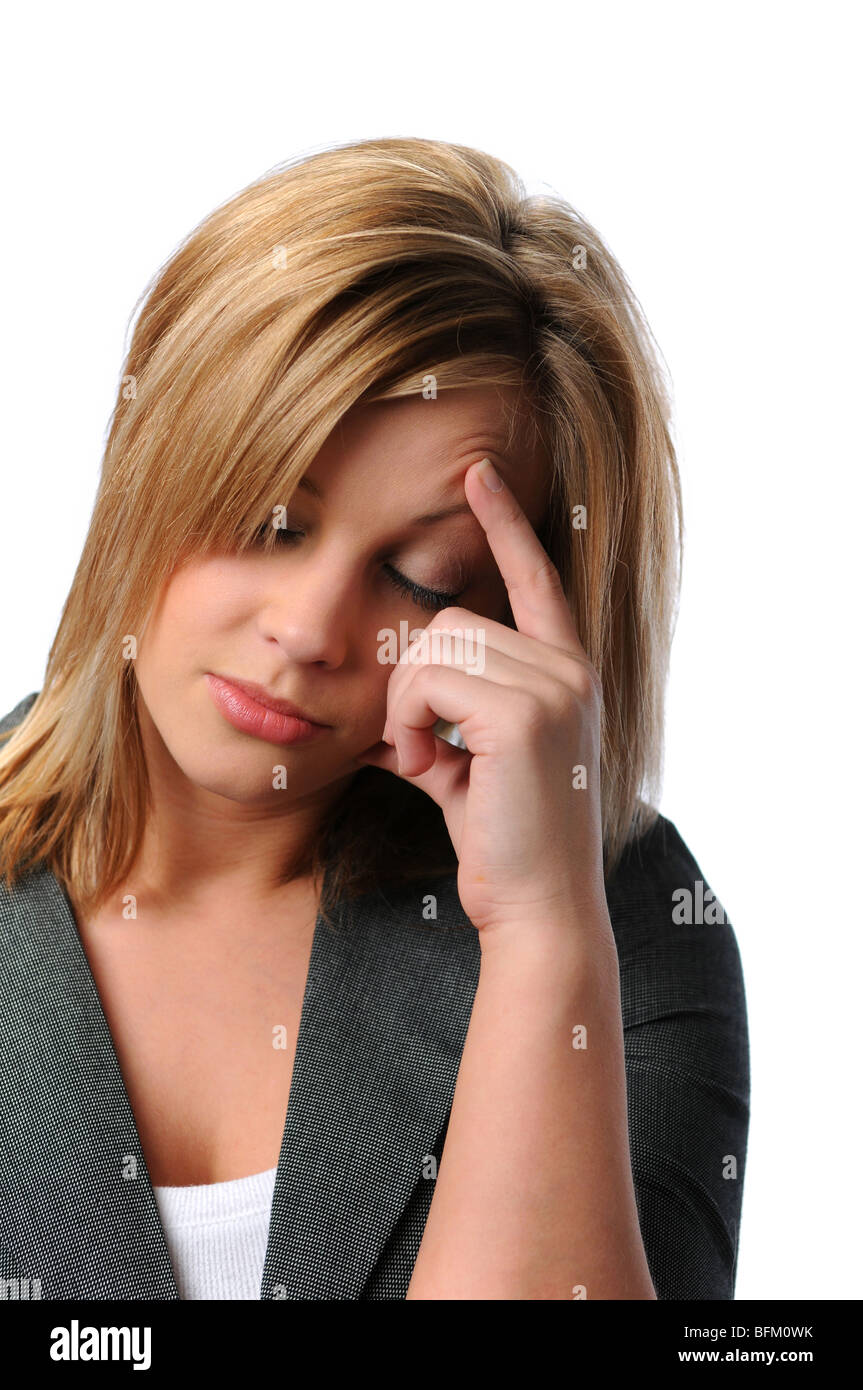 Young woman in distress isolated over a white background Stock Photo ...