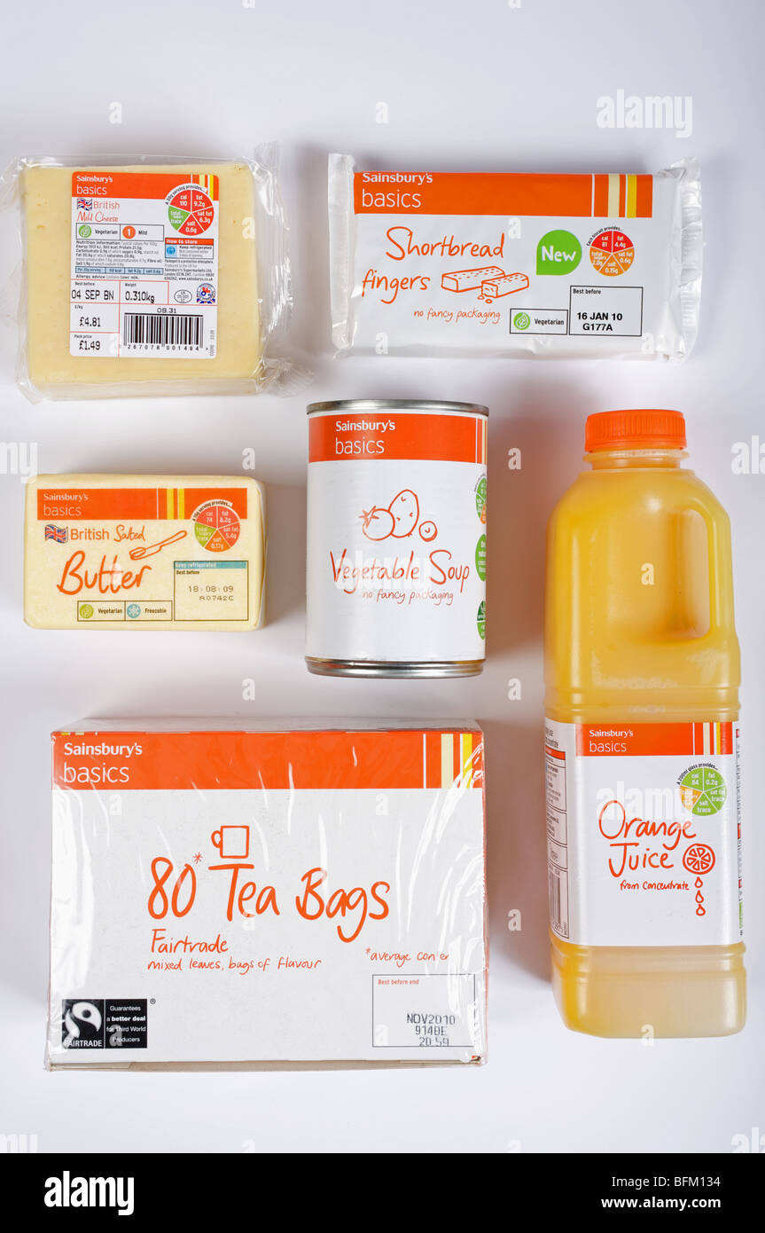 Sainsbury's Basics own brand food range Stock Photo - Alamy