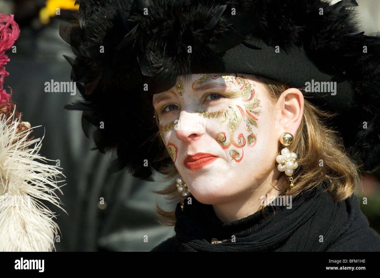 Female with creative fancy dress at the carnival in Venice, Italy Stock ...