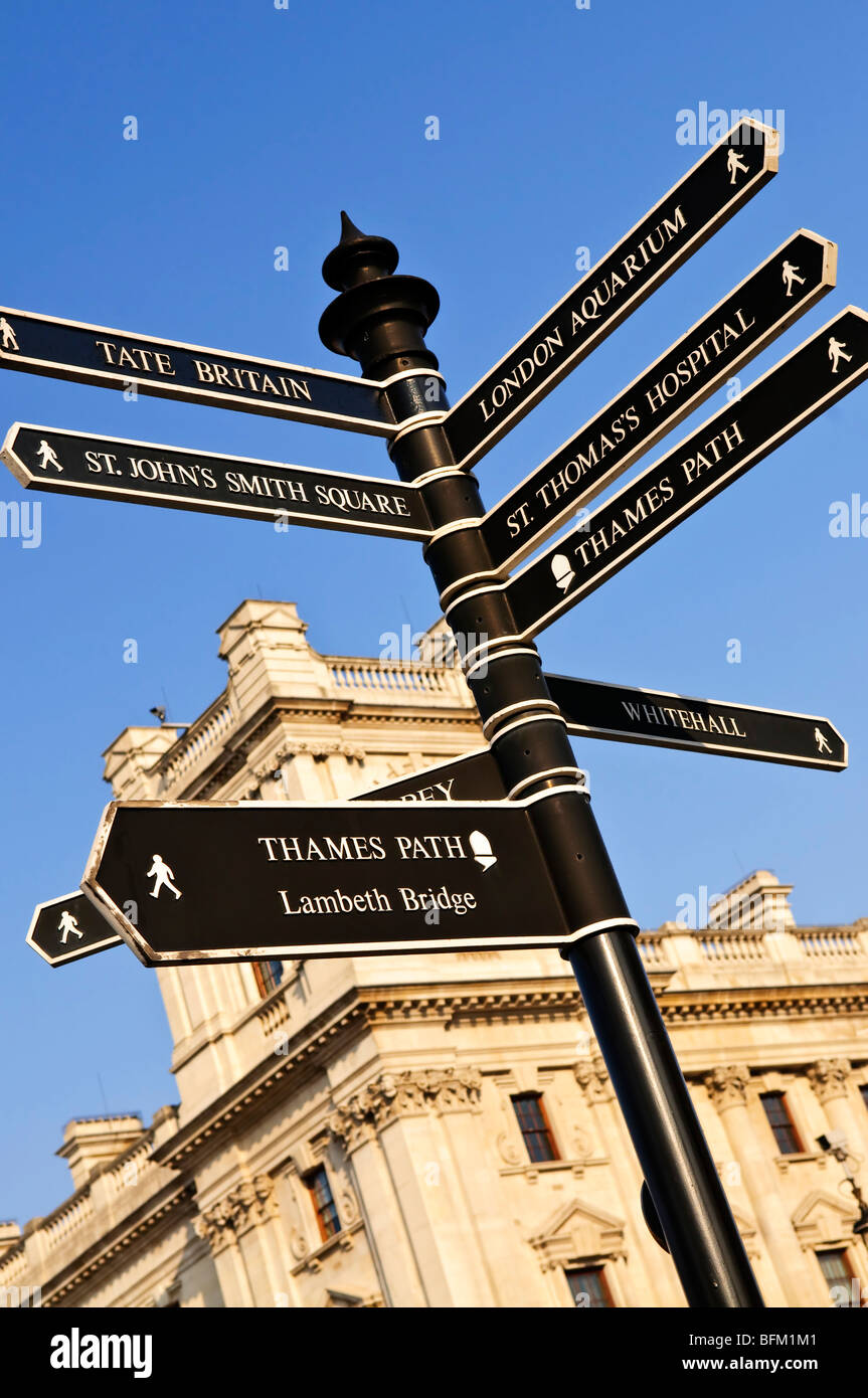 Signpost in Westminster London showing various attractions Stock Photo ...