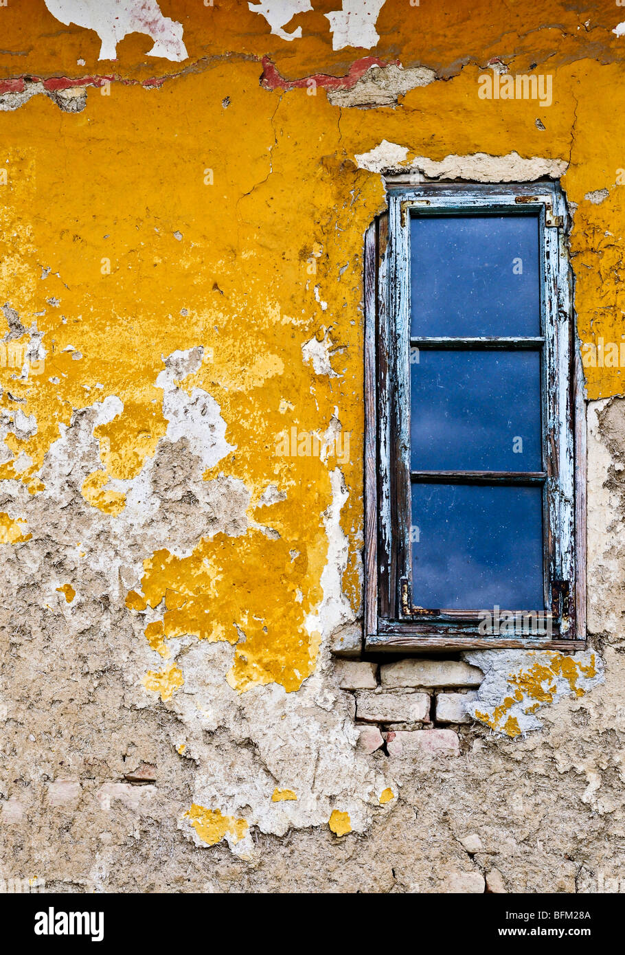 Old weathered painted wall and window for grunge background Stock Photo ...
