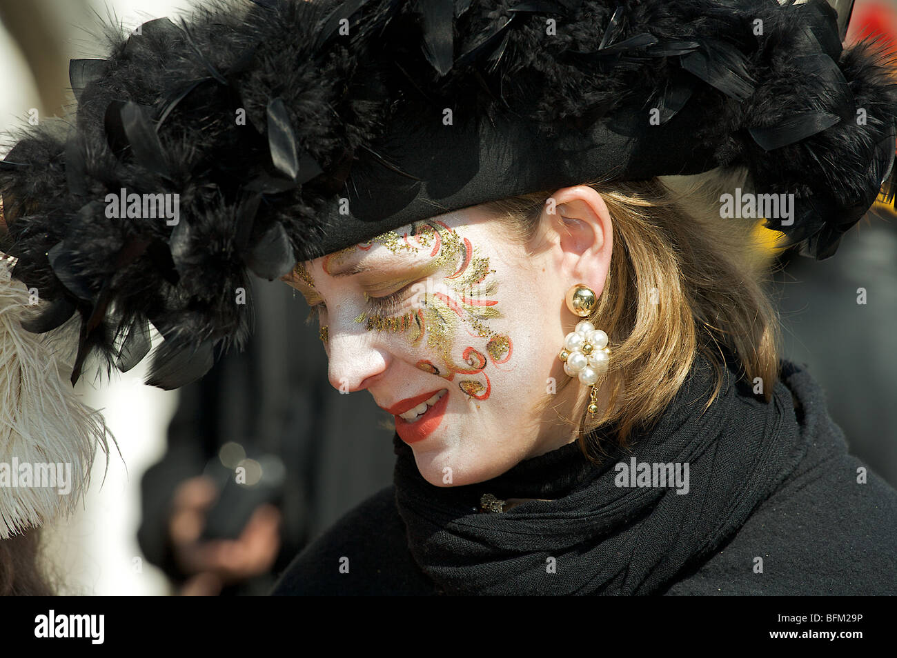 Female with creative fancy dress at the carnival in Venice, Italy Stock ...