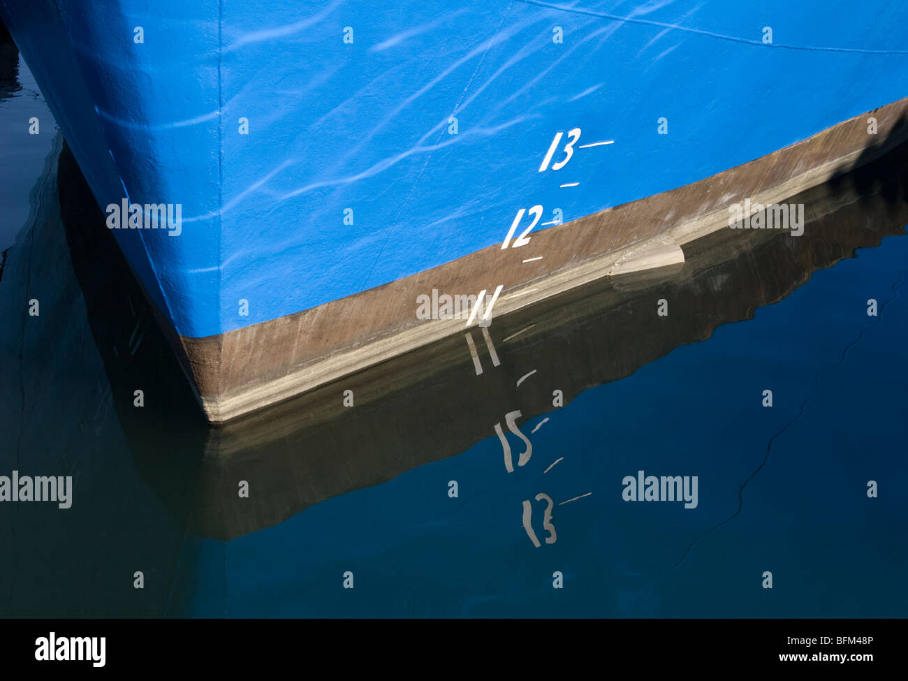 Water depth indicator on bow of fishing boat Stock Photo - Alamy