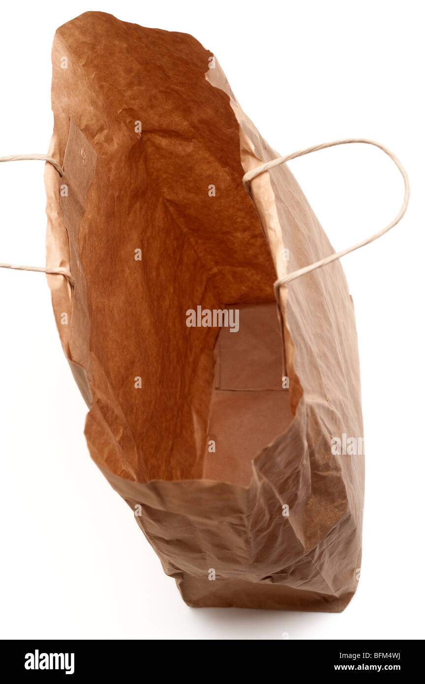 Looking down inside a brown paper carrier bag Stock Photo - Alamy