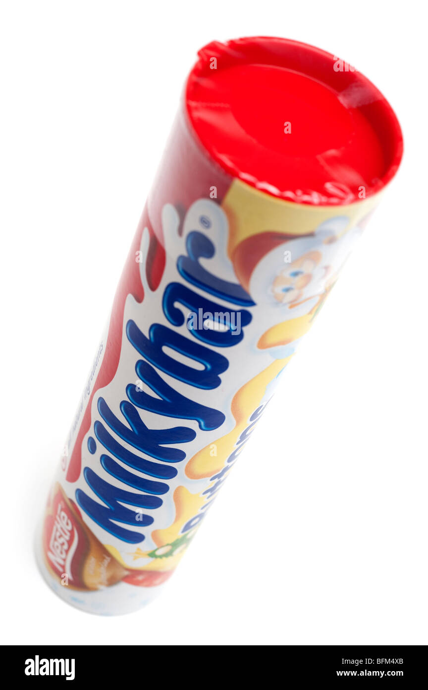 Cardboard tube of Milkybar chocolate button sweets Stock Photo - Alamy
