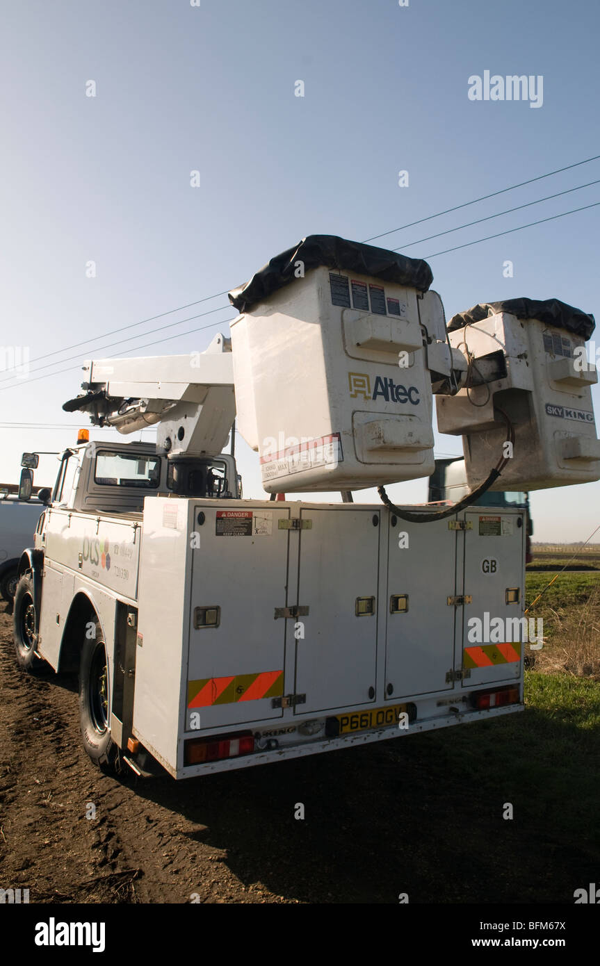 Mercedes Unimog U1200 utility vehicle with simon hoist on the fens near ...