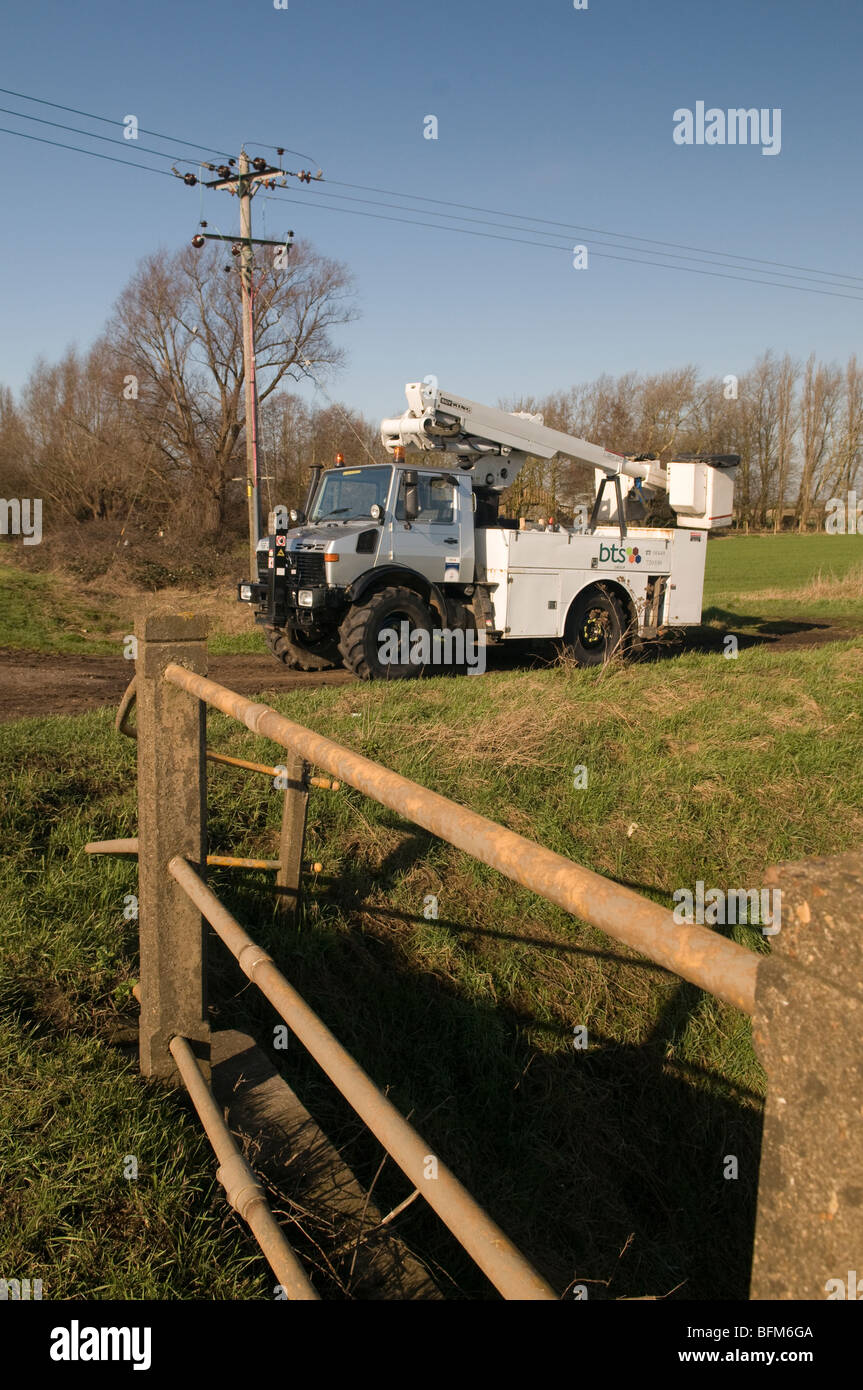 Mercedes Unimog U1200 utility vehicle with simon hoist on the fens near ...