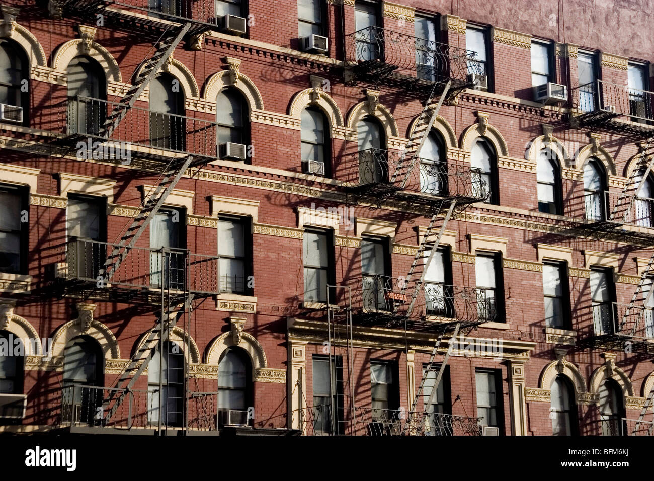 Fire escapes on apartment blocks in Chelsea, Manhattan, New York City ...