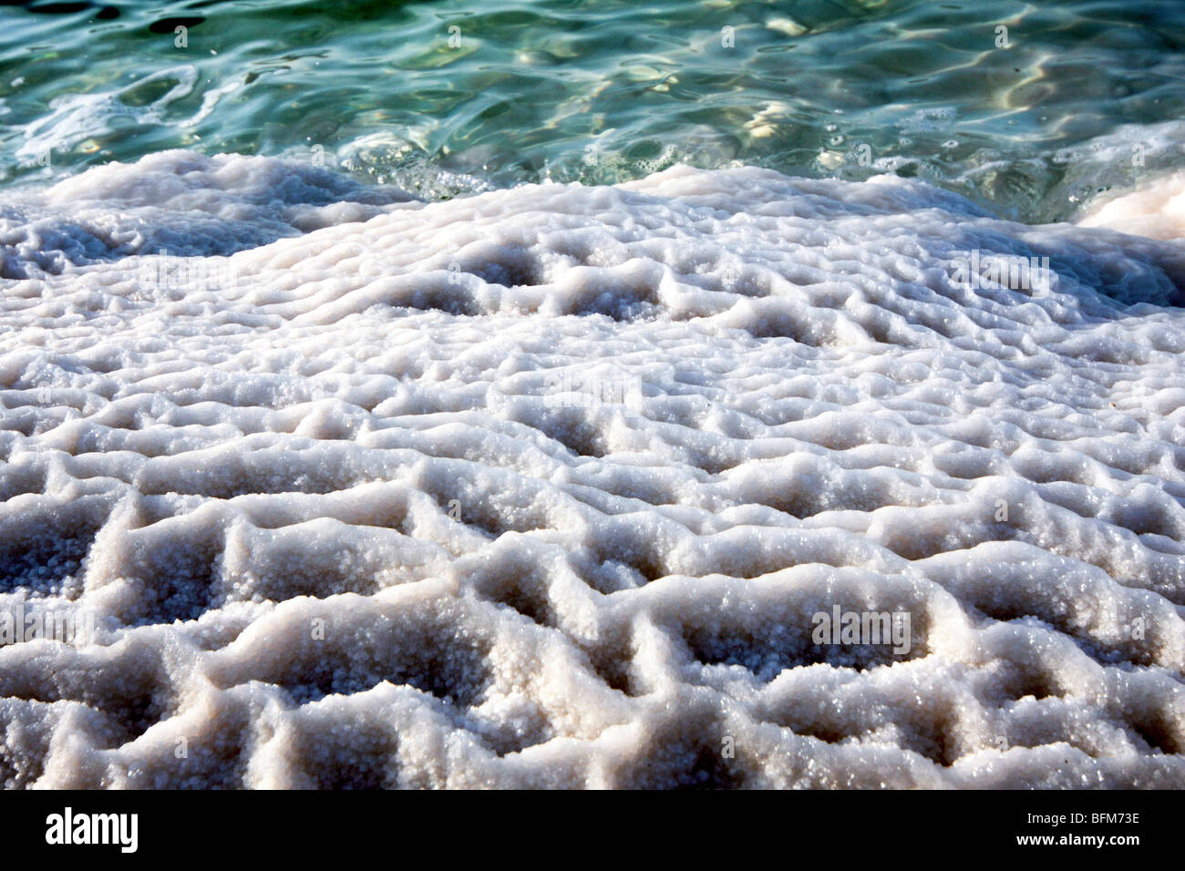 Israel, Dead Sea salt formation caused by the evaporation of the water ...