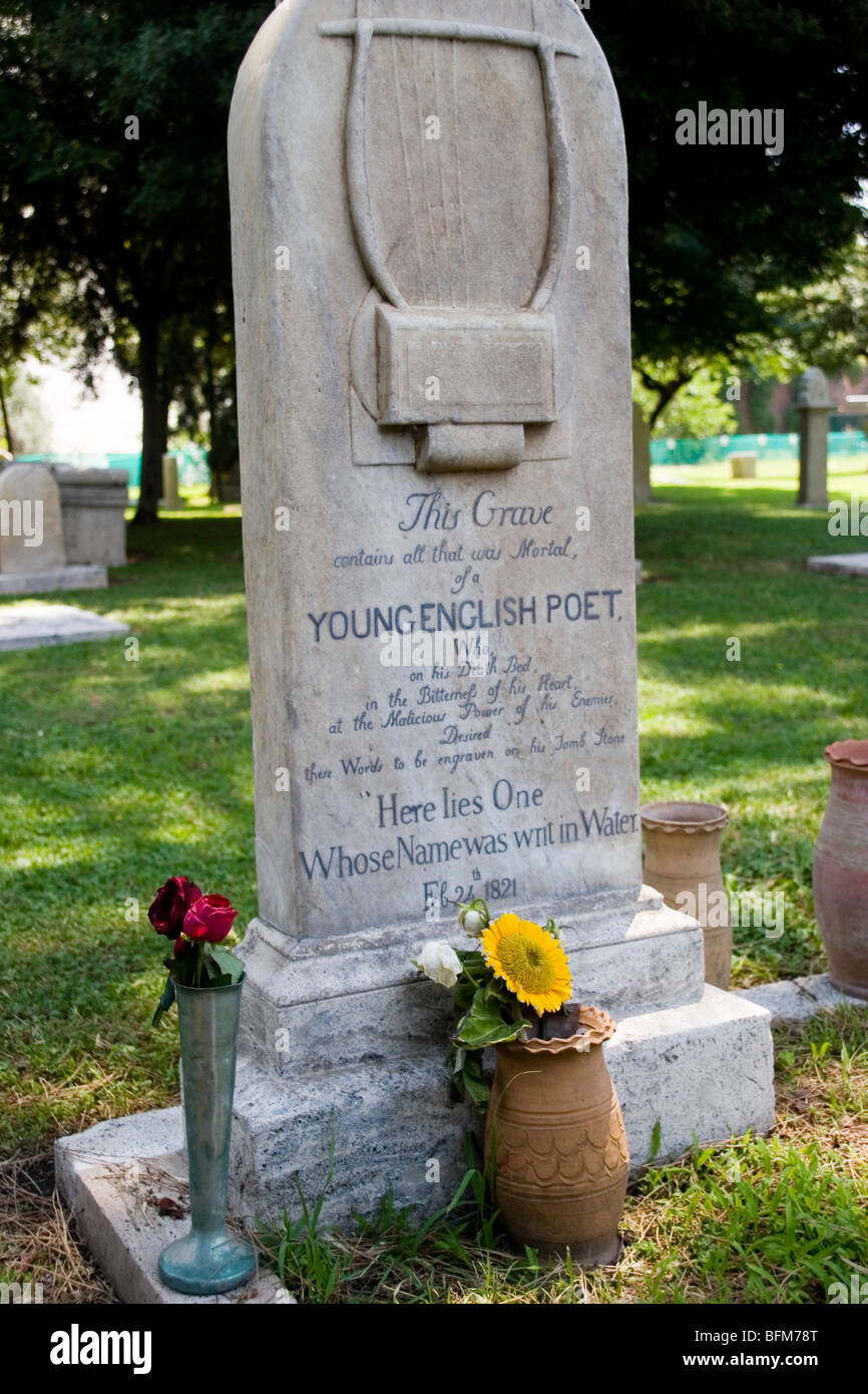 John Keats' grave in the Protestant Cemetery, Rome Stock Photo - Alamy