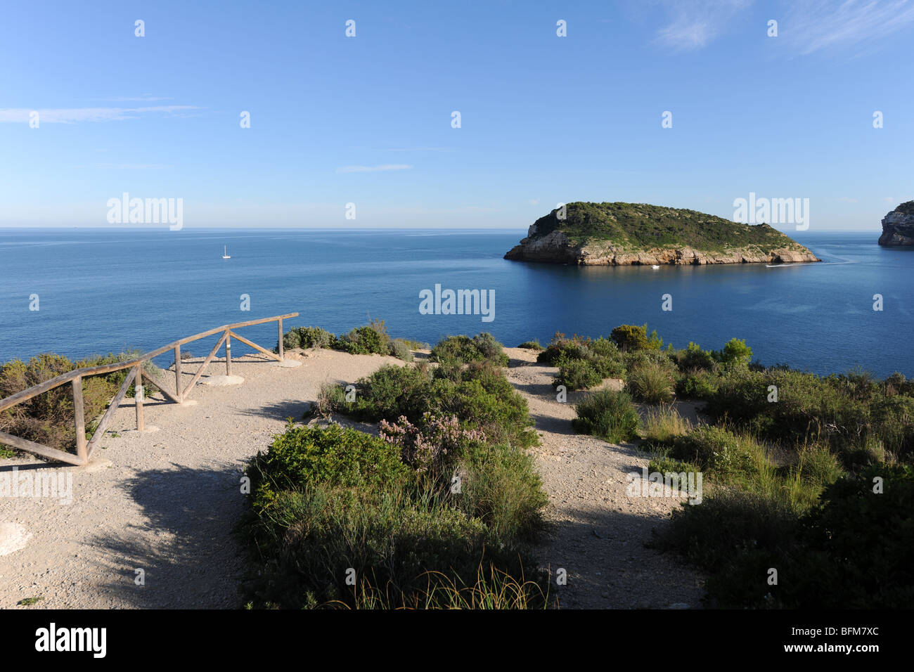 view to island of Portichol from Cap Prim, Javea / Xabia, Alicante ...