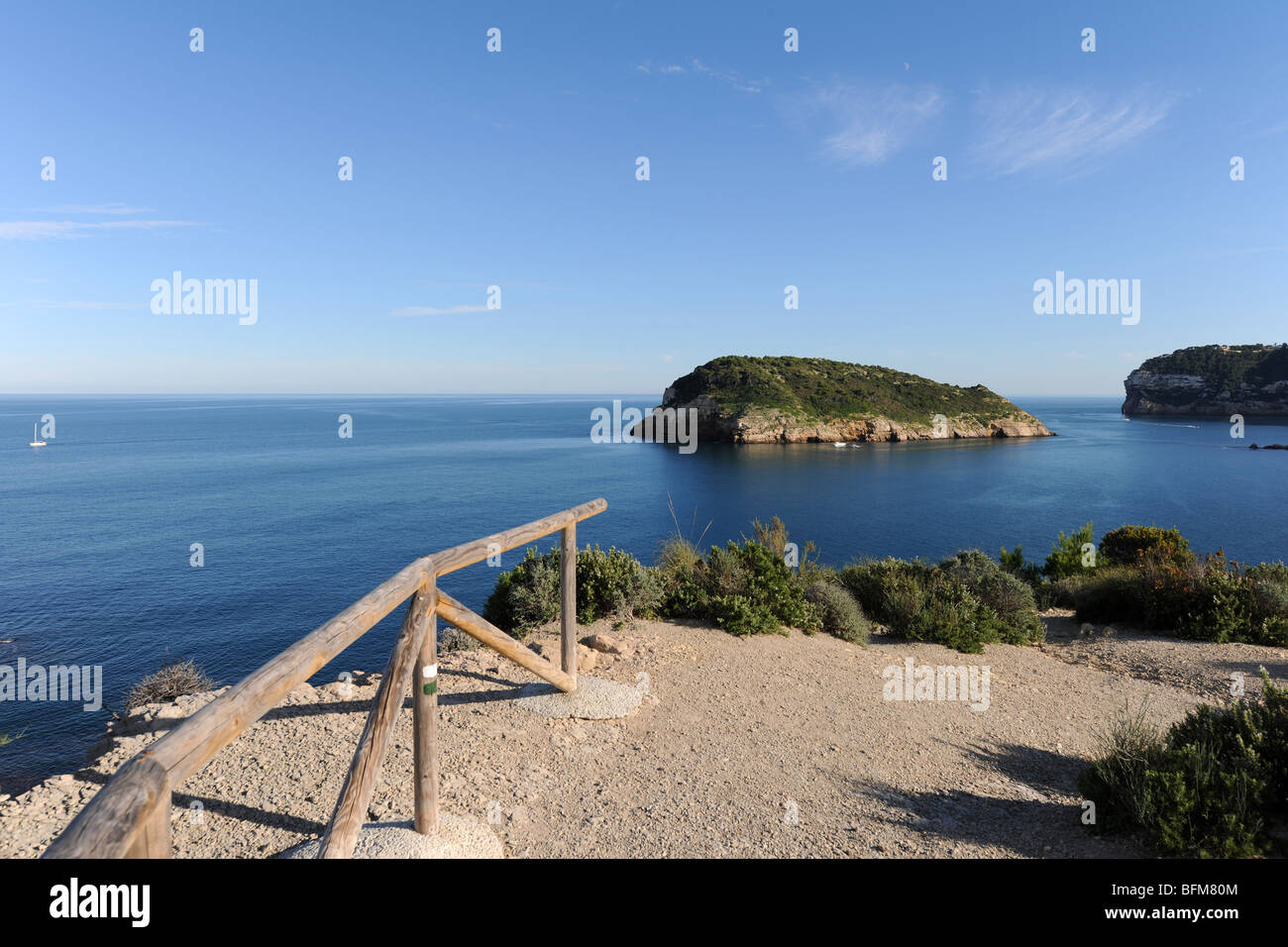 view to island of Portichol from Cap Prim, Javea / Xabia, Alicante ...