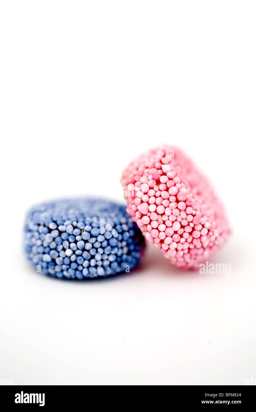 Pink and blue liquorice allsorts sweets Stock Photo - Alamy